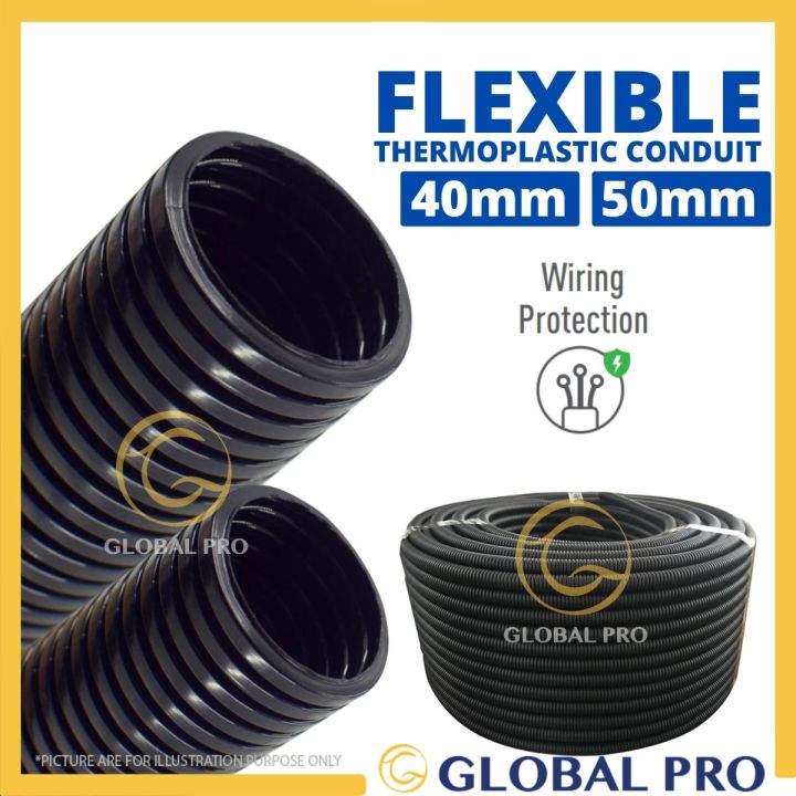 (1ROLL) 40MM / 50MM PVC Flexible Hose HDPE Corrugated Conduit Electric ...