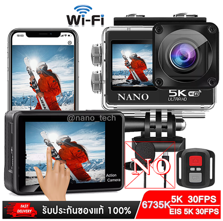 กล้องแอคชั่นเเคม F30 5K 4K60FPS WiFi Anti-Shake กล้องหน้าจอคู่170 ° มุมกว้าง 30M กันน้ำกีฬา ปี ...