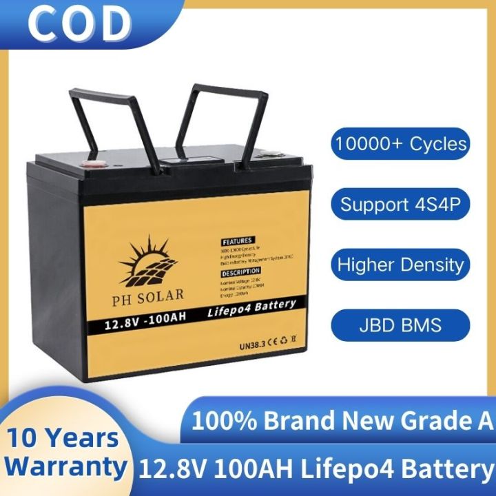 PH SOLAR 10000+ Deep Cycles 12.8V 100AH LiFePO4 Lithium Battery ...