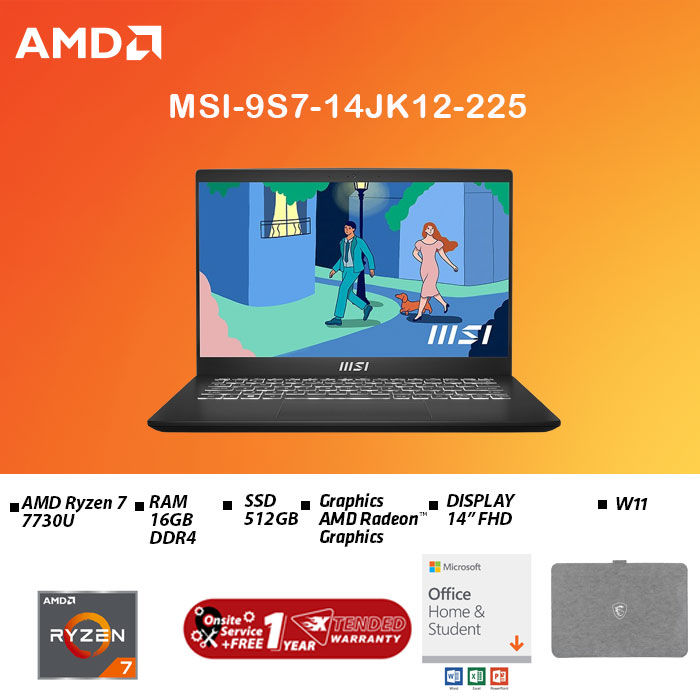 MSI LAPTOP MODERN 14 C7M 9S7-14JK12-225 14" FHD AMD RYZEN R7-7730U RAM ...