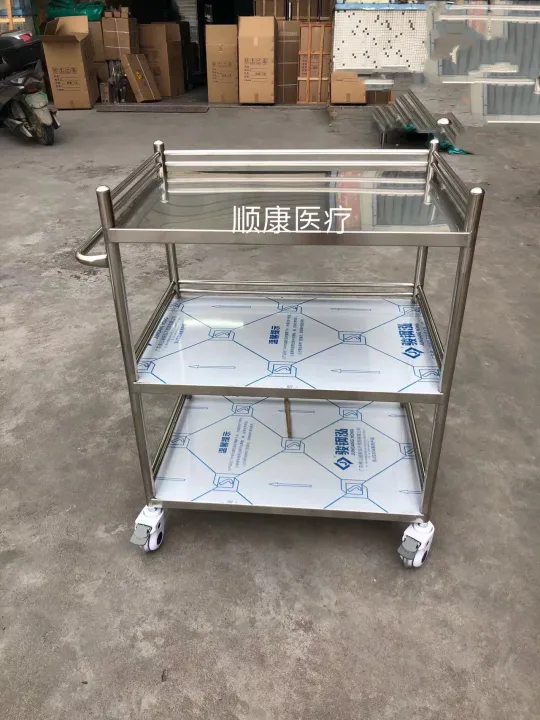 304 Extra-thick welded stainless steel treatment cart, medical trolley ...