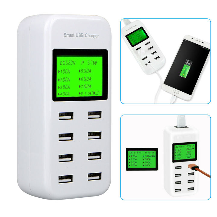 8-Port Smart Multi USB AC Wall Charger Hub Smart Fast Wall Charging ...