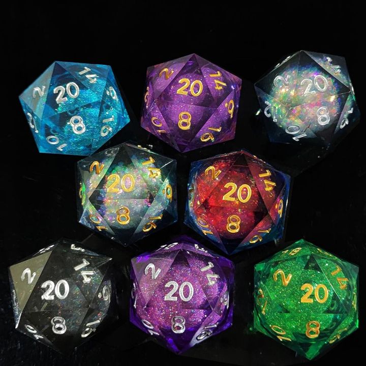 OKDEALS Quicksand Glitter Resin DND Dice Liquid Core Crystal D20 Dice ...