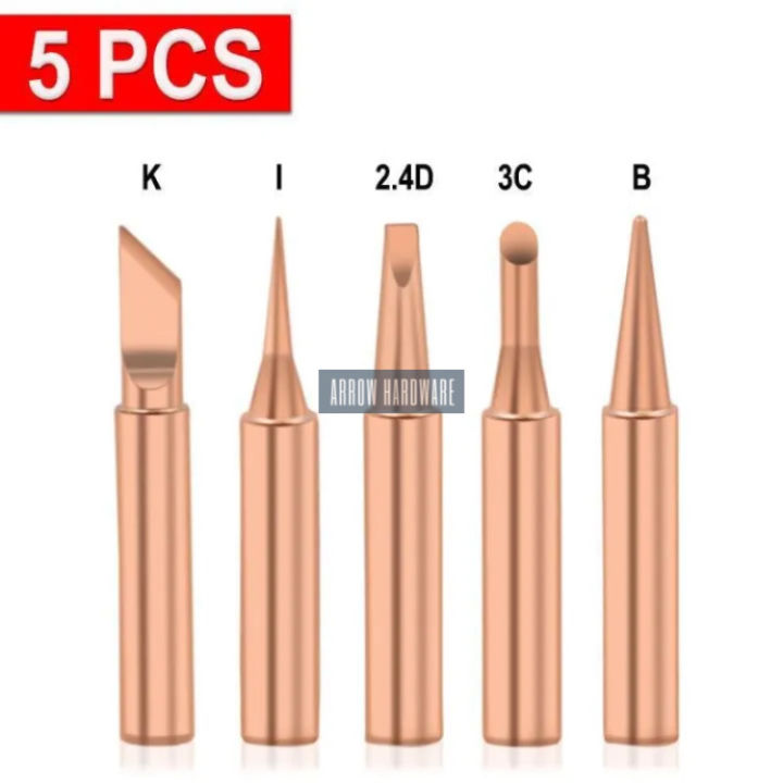 5pcs 900M-T Pure Copper Soldering Iron Tips Lead-Free Welding Solder Tip For Welding Equipment ...