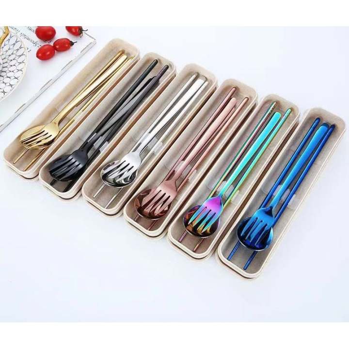 Spoon and fork set with hard case/ Spoon and Fork travel Creative Metal ...