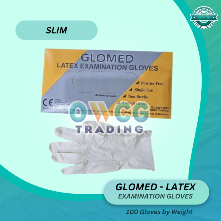 GLOMED SLIM Latex Examination Gloves Xsmall, Medium, Large | Lazada PH