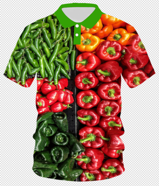 Jersey Polo shirt Vegetable Green pepper and sweet pepper Green Chili ...