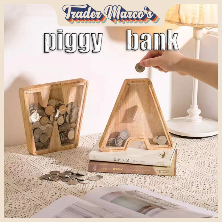 [SG Seller]Wooden piggy bank/creative style money box/coin bank/money ...