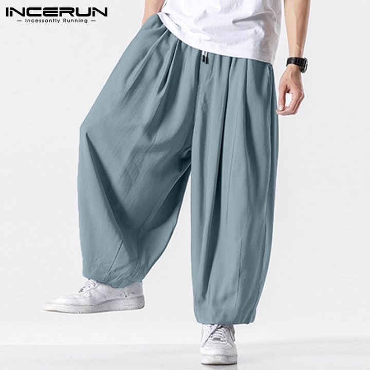[In Stock] INCERUN Men Wide Leg Loose Pants | Lazada PH