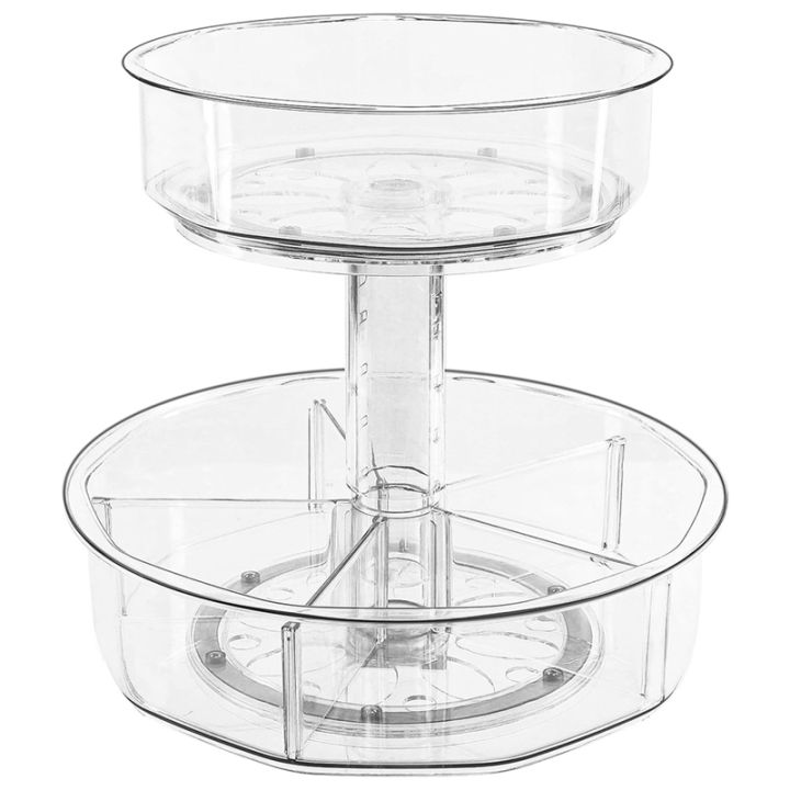 2 Tier Lazy Organizer Turntable Clear Spice Rack Organizer for Cabinet ...