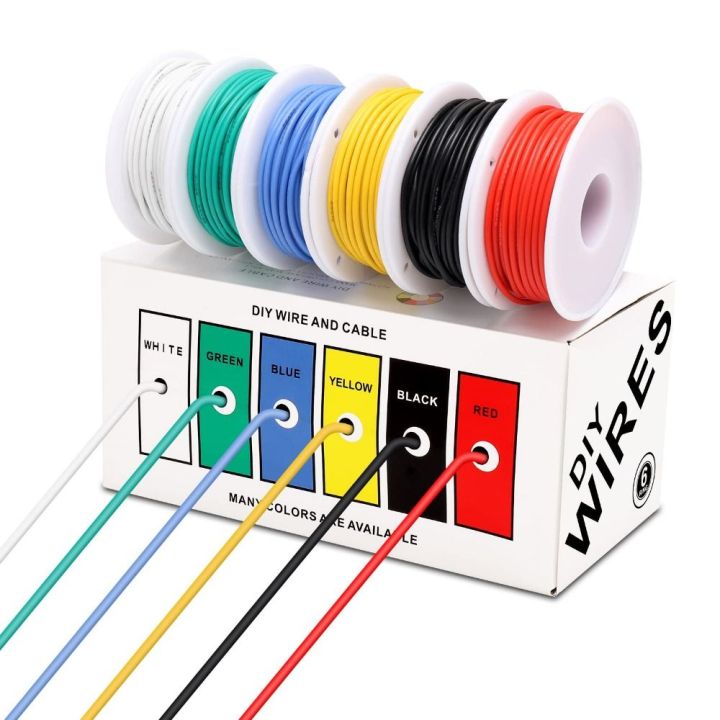 PROTRU 6 Colors AWG Electric Wire Tinned Copper Solid Cable Silicone ...