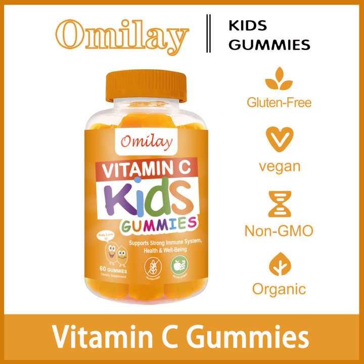 Omilay Vitamin C Kids Natural Orange Flavor Gummies Supports Strong ...