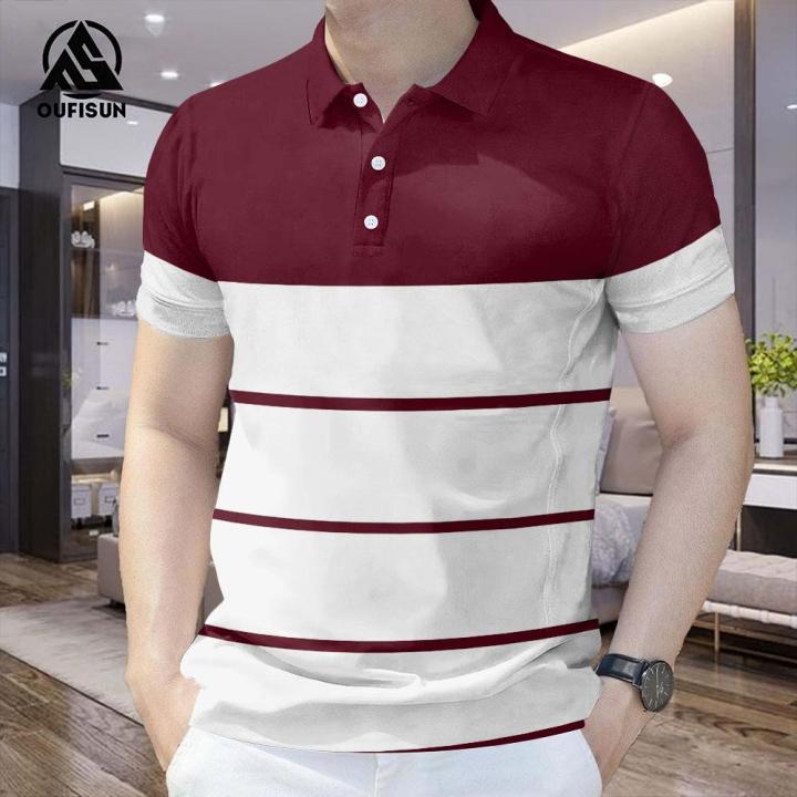 Summer Stripes Polo Shirt Men Button Polo Shirts For Men High-Quality ...