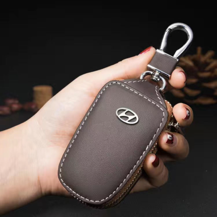 Smooth Leather Car Key Wallet Bag Keychain Remote Fob Shell Case Cover ...