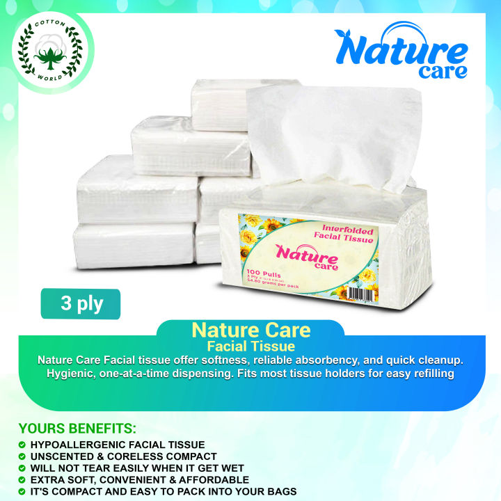 Nature Care Facial Tissue Interfolded Paper 3 ply size | Lazada PH