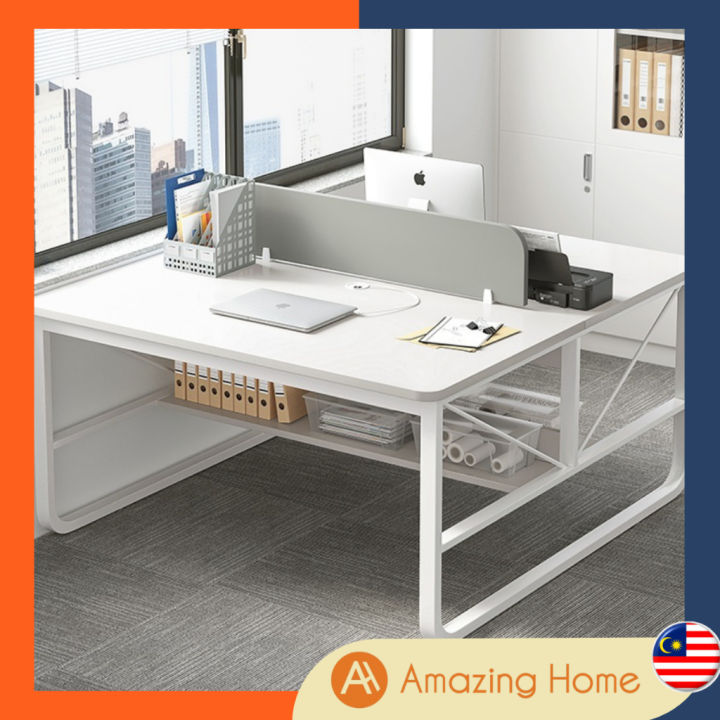 AmazingHome Office Desk Workstation Table With Shelf Baffle Partition ...