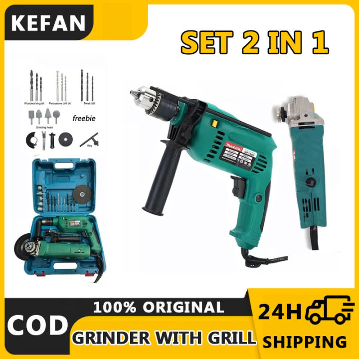 Original 2 in 1 Impact Drill and Angle Grinder with accessories set in ...