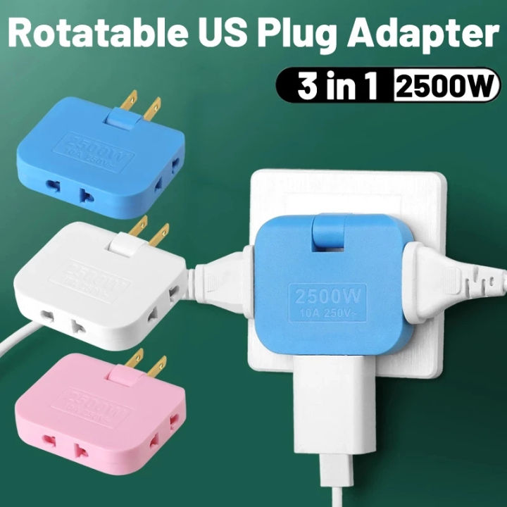 US Plug 180 Degree Rotatable Socket Converter 3 In 1 US Extension Plug ...