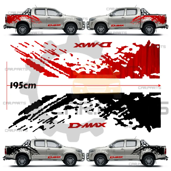 CP 2Pcs ISUZU D-MAX Car Body Side Sticker Truck Decal Vinyl Flame ...