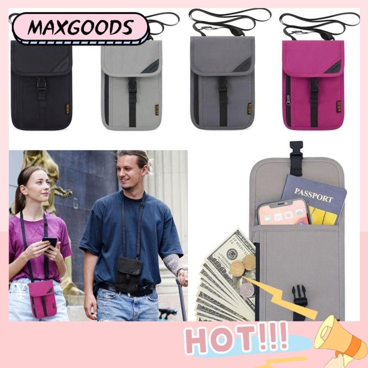 RFID Passport ID Bag Travel Multi-Functional Hanging Neck Small Ticket ...