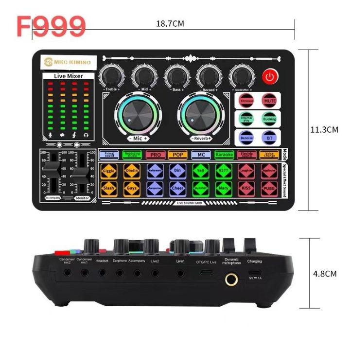 2024 Upgraded F999 F 998 BM800 Sound Card Mic Sound Mixer Sound Card ...