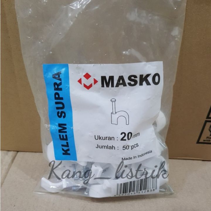 KLEM KABEL PAKU BETON NO 20 MM ( 50 PCS ) MASKO / CABLE CLIP LISTRIK ...