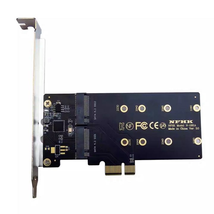 PCI-E to M2 Adapter PCI Express X1 2 Port B Key M.2 NGFF SATA SSD ...