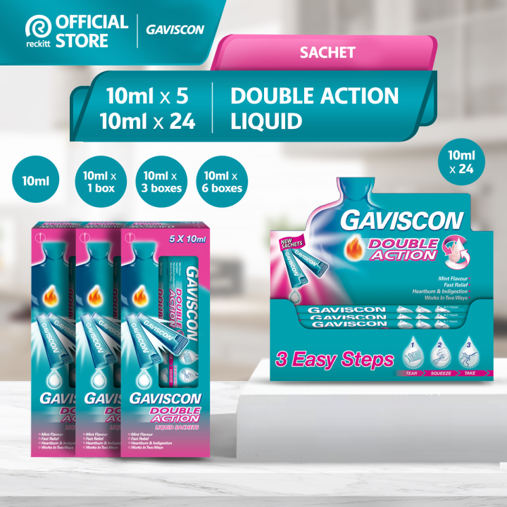 Gaviscon Double Action Liquid Sachet 10ml/10ml x5/10ml x15/10ml x30 ...