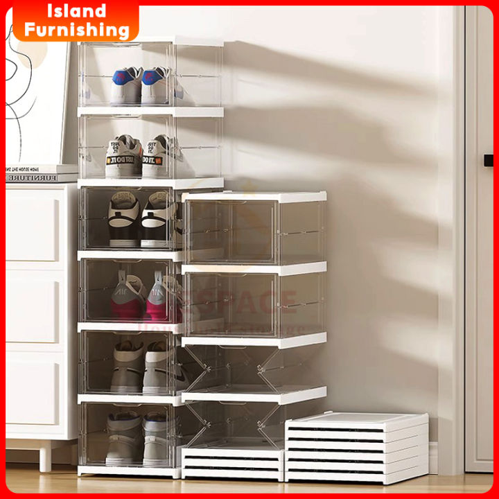 Transparent Foldable Shoe Rack 9Layers Folding Cabinet Storage ...