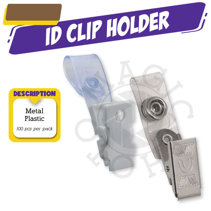 Magic photo (100pcs) ID Clip Holder Plastic / Metal Clip for Id Cards ...