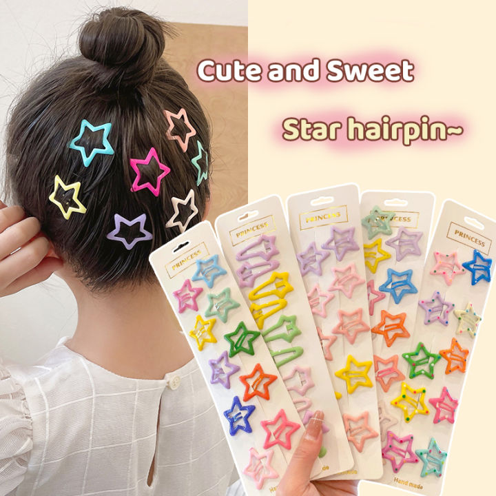 10pcs/set Cute Colorful Star Shape Hair Clips For Girls Children Lovely ...