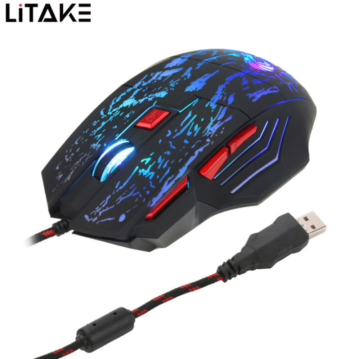 Gaming Mouse Cool Backlit Wired 5500 DPI Mice Ergonomic Design Mouse For Gaming PC Laptop ...
