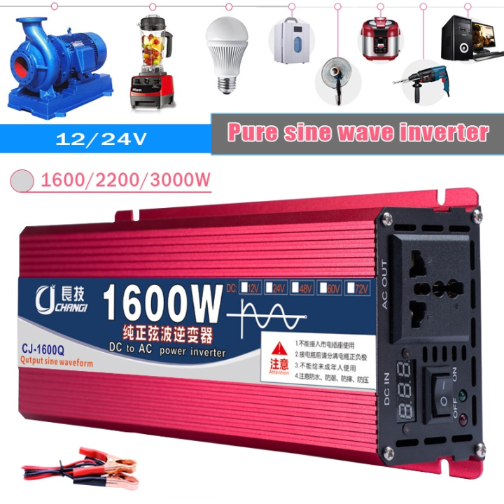 Inverter 12V 220V 1600W 2200W 3000W 24V Dc To 220V Ac Pure Sine Wave ...
