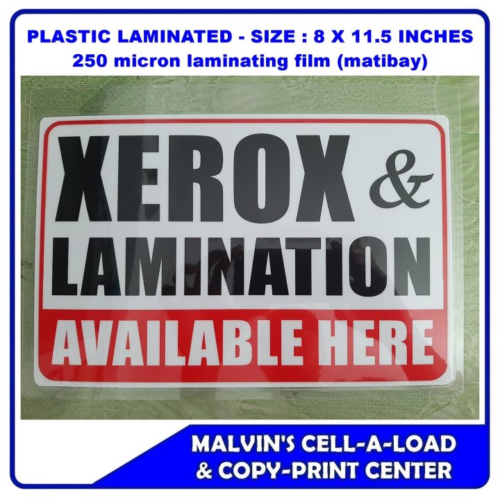 LAMINATED SIGNAGE - XEROX AND LAMINATION AVAILABLE HERE! Size 8 x 11.5 inches | Lazada PH