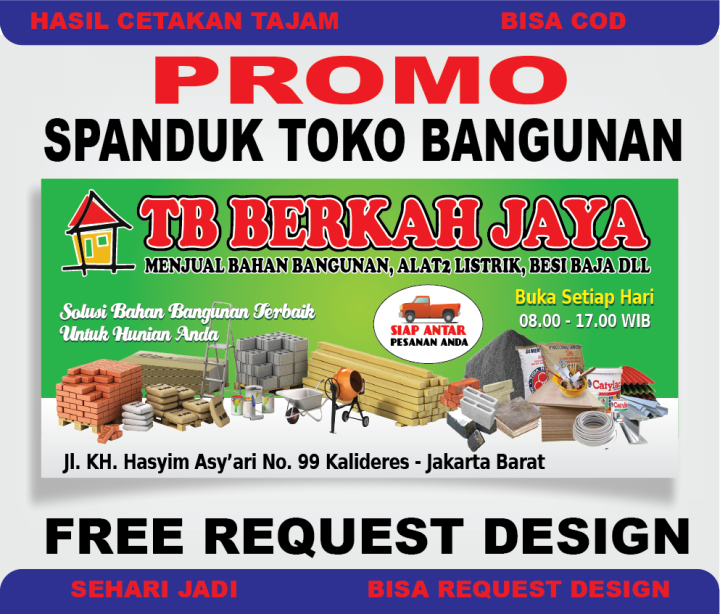 SPANDUK TOKO BANGUNAN / BANNER TOKO BANGUNAN FREE DESIGN | Lazada Indonesia