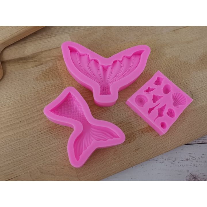 Seashell, Fish Tail Ocean Sea Themed Chocolate Fondant Mold Mould for ...