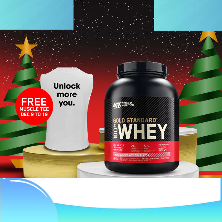 Optimum Nutrition Gold Standard 100% Whey Protein 5 lbs [FREE ON Muscle Tee Dec 9-19] | Lazada PH