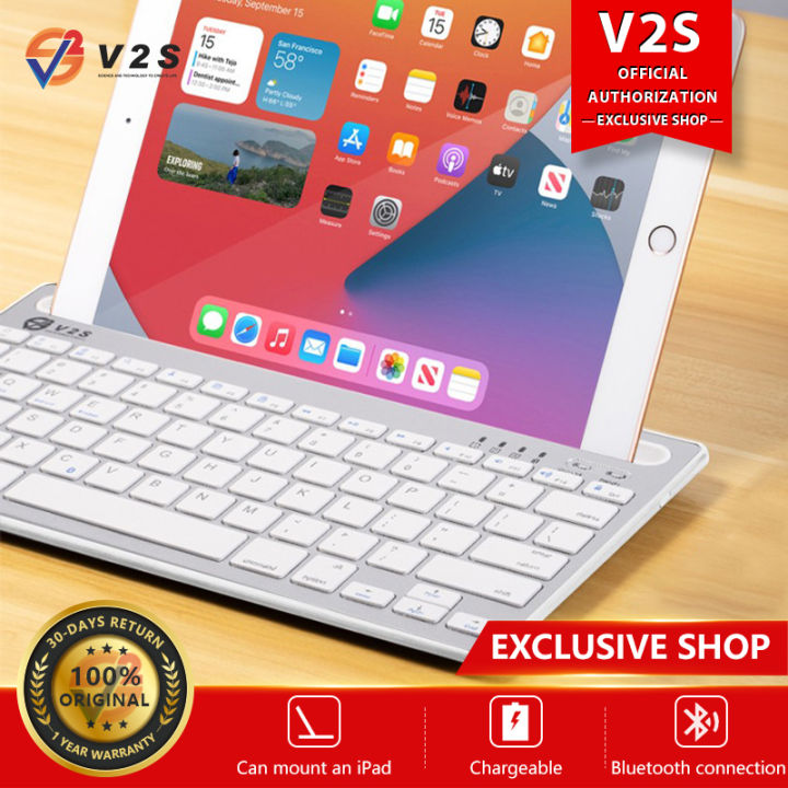 V2S BK2000 Tablet PC Wireless Bluetooth Keyboard Phone Holder Mini ...