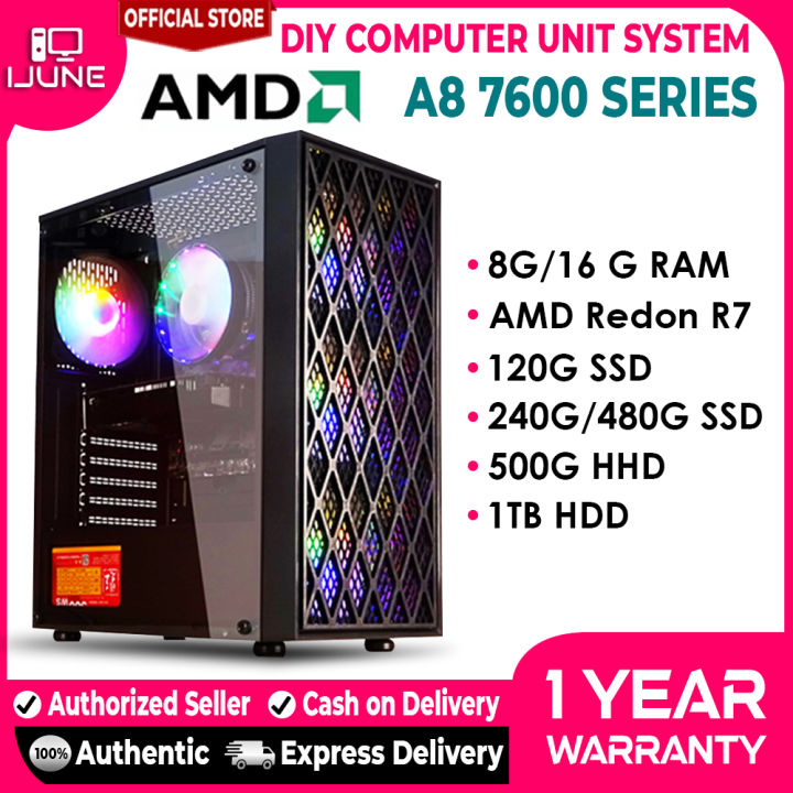 AMD Cpu System Unit Computer Set Pc Cpu Desktop Computer AMD A8 7600 ...