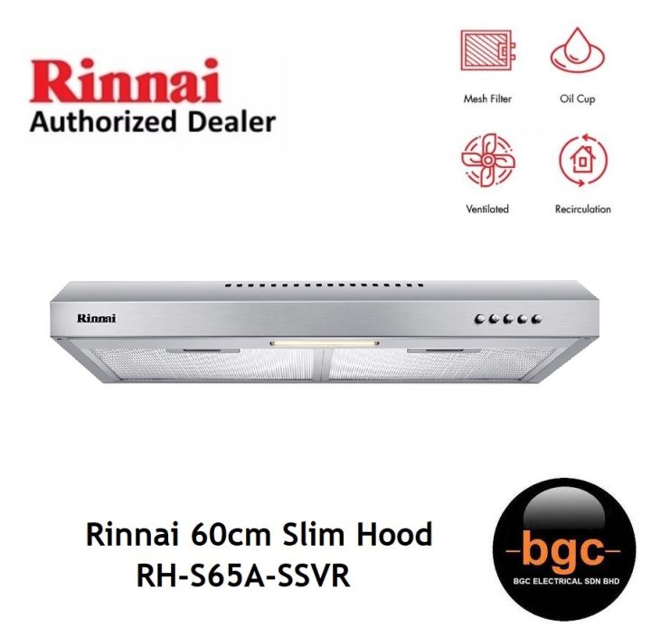 Rinnai RH-S65A-SSVR 60cm Slim Hood RHS65ASSVR Cooker Hood | Lazada