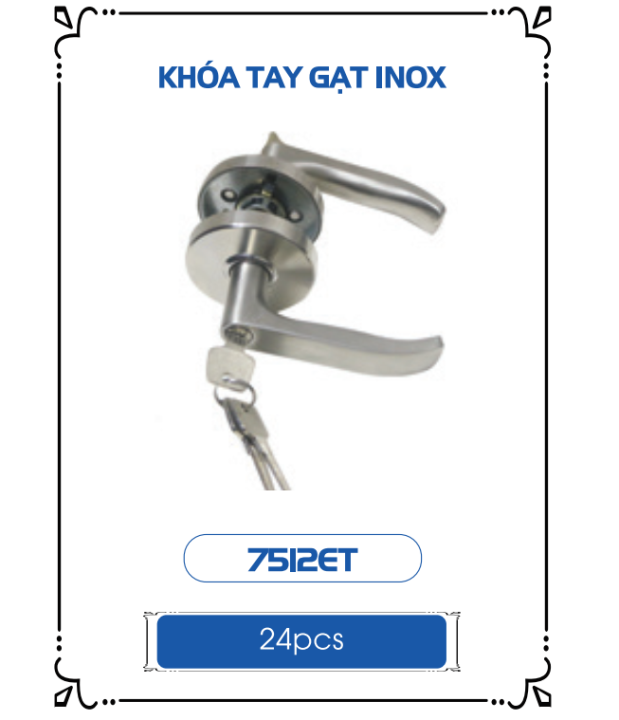 Bộ khóa Hợp kim tay ốp dài 23cm thân inox cho cửa phòng trọ, cửa thông ...