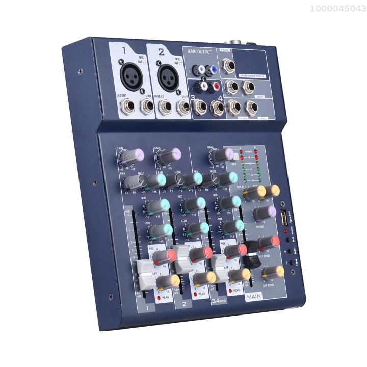 4-Channel Mixing Console with Bluetooth and 48V Phantom Power for Stage ...