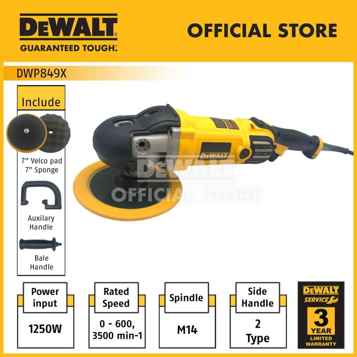 Dewalt DWP849X-B1 180mm ( 7" ) 1250W Polisher ( DWP849X, DWP849 ) | Lazada