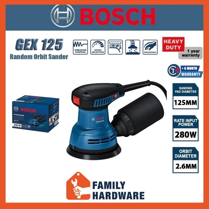 BOSCH GEX 125 Professional Corded Random Orbit Sander With Dust Bag variable speed control ...