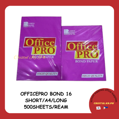 OFFICE PRO Bond Paper 500pcs Substance 16 SHORT, A4, LONG 500SHEETS ...