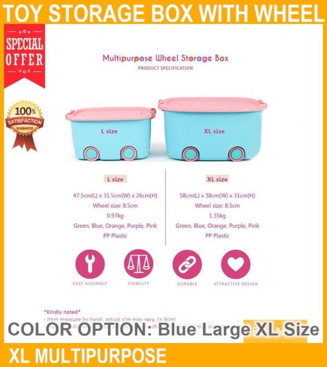 Toy Storage Box With Wheel L & Xl Multipurpose Toy Wheel Storage Box ...