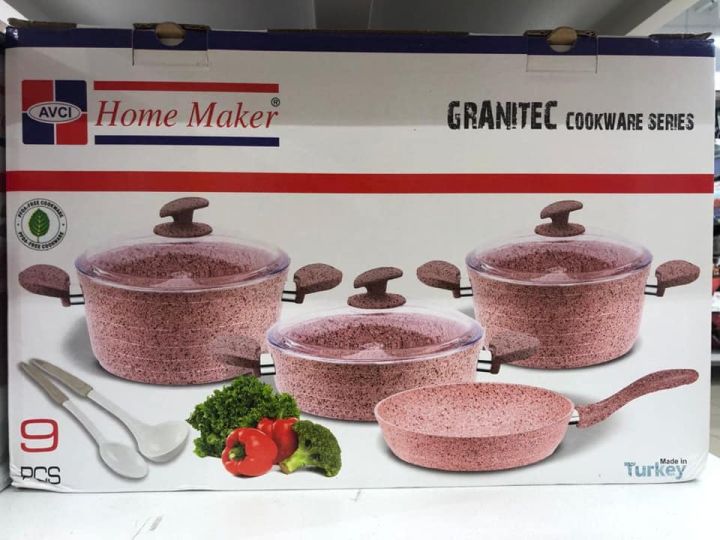 Granitec Homemaker Cookware Set Purple Non Stick Granite PFOA Free Gray ...