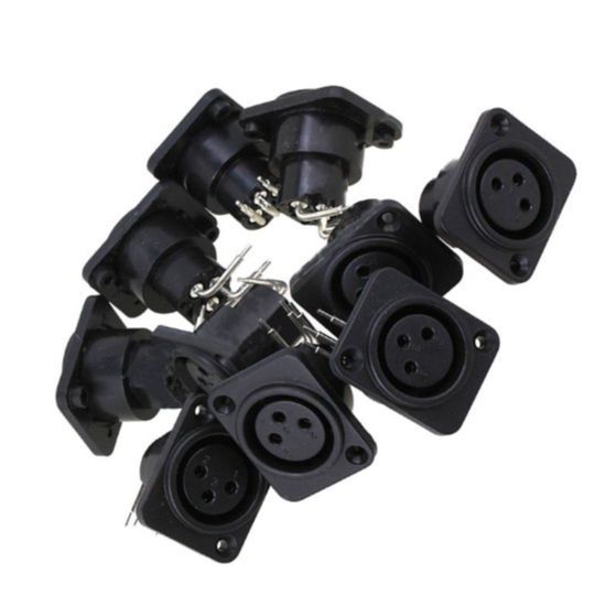 PER PIECE Black XLR 3pin Male / Female Jack Panel Chassis PCB Angle Pin ...