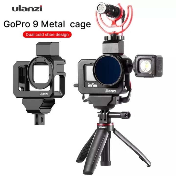 ULANZI Gopro 12 / 11 /10 / Gopro 9 Metal Vlog CAGE Dual Cold Shoe for ...