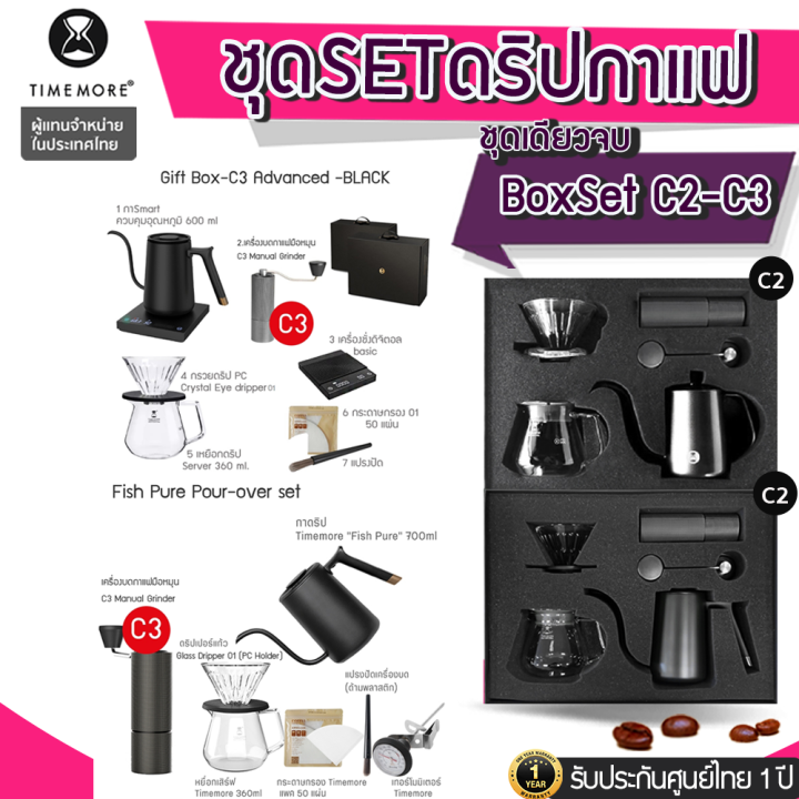 [ประกันศูนย์ไทย 1 ปี] Y153 TIMEMORE Chestnut C3,C2 gift box set ชุดดริปกาแฟ Timemore Coffee ...
